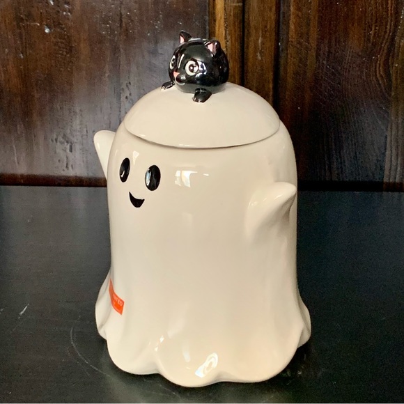 Holiday | Ghost With Black Cat Hand Painted Halloween Canister | Poshmark